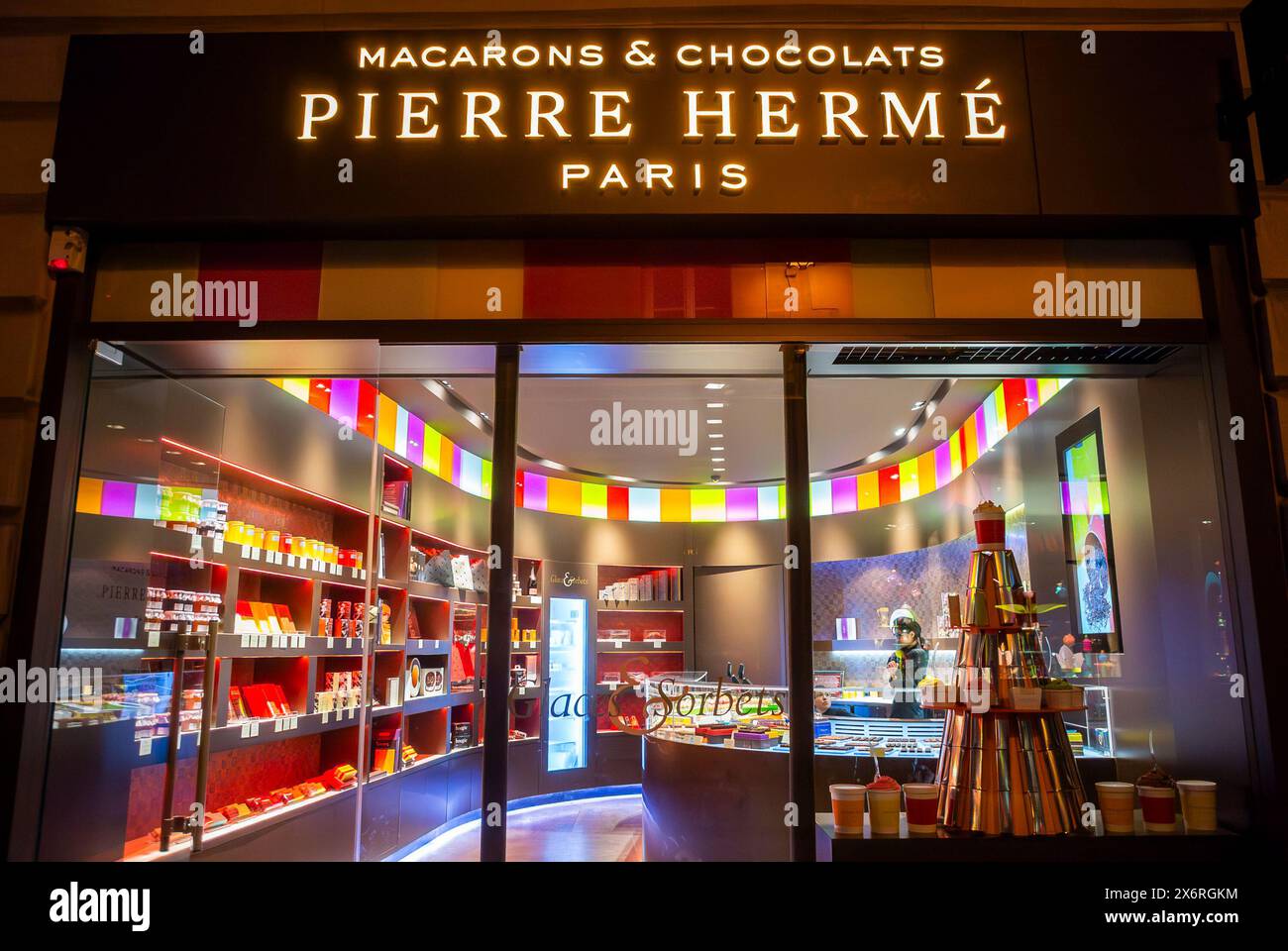 Paris, France, Inside French Chocolate and Macaroon Bakery Shop ...