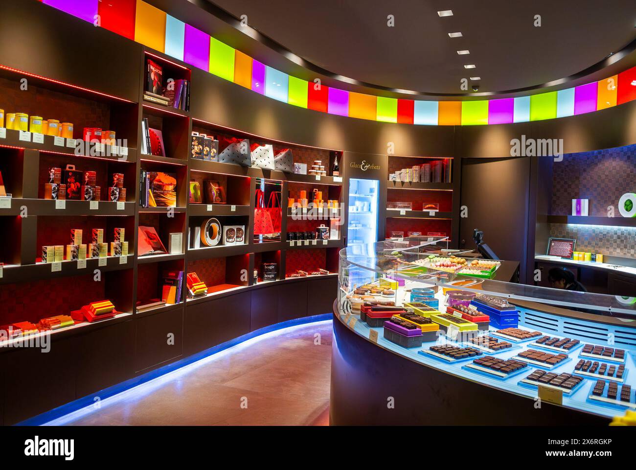 Paris, France, Inside French Chocolate and Macaroon Bakery Shop ...