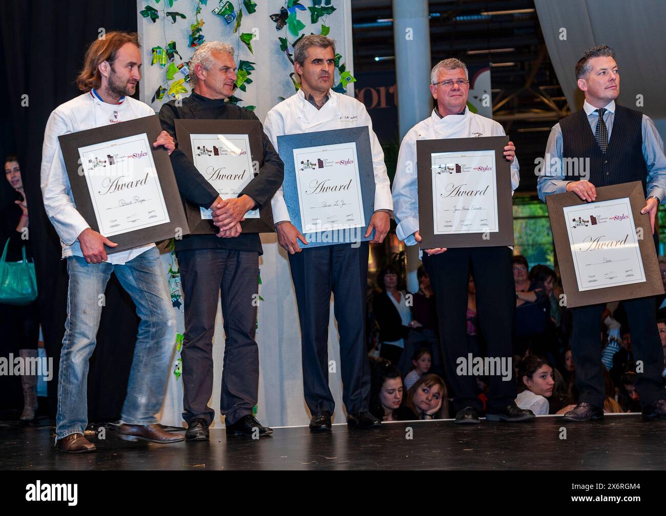 PARIS, FRANCE, Group People, Men Holding Awards at Chocolat Trade Show ...