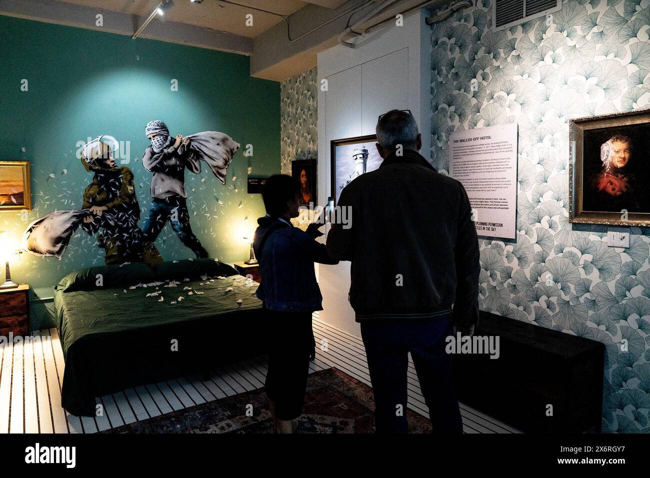 New York, New York, USA. 15th May, 2024. People seen examine artwork by ...