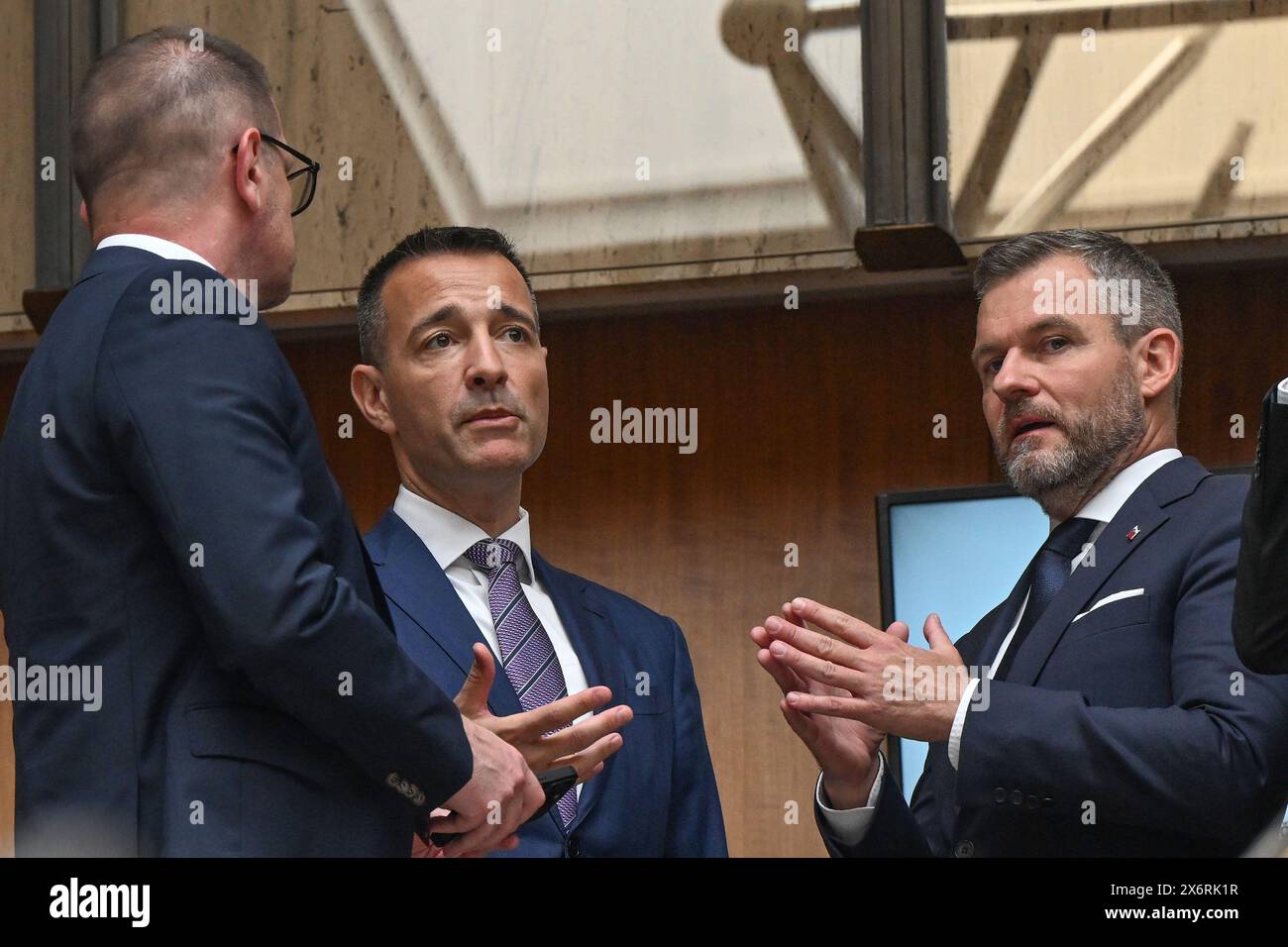 Bratislava, Slovakia. 16th May, 2024. From right Slovak President-elect ...