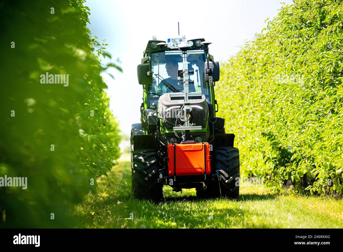 Jork, Germany. 14th May, 2024. A tractor equipped with technology from ...