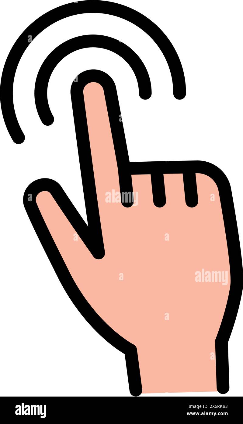 Touch screen finger hand press push icon vector. Scrolling color sign ...