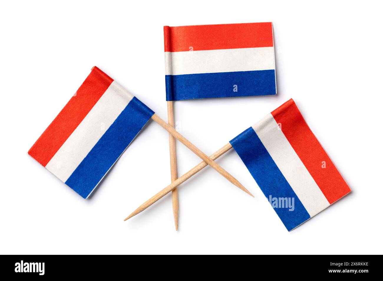 Miniature Dutch paper flags close up isolated on white background Stock ...