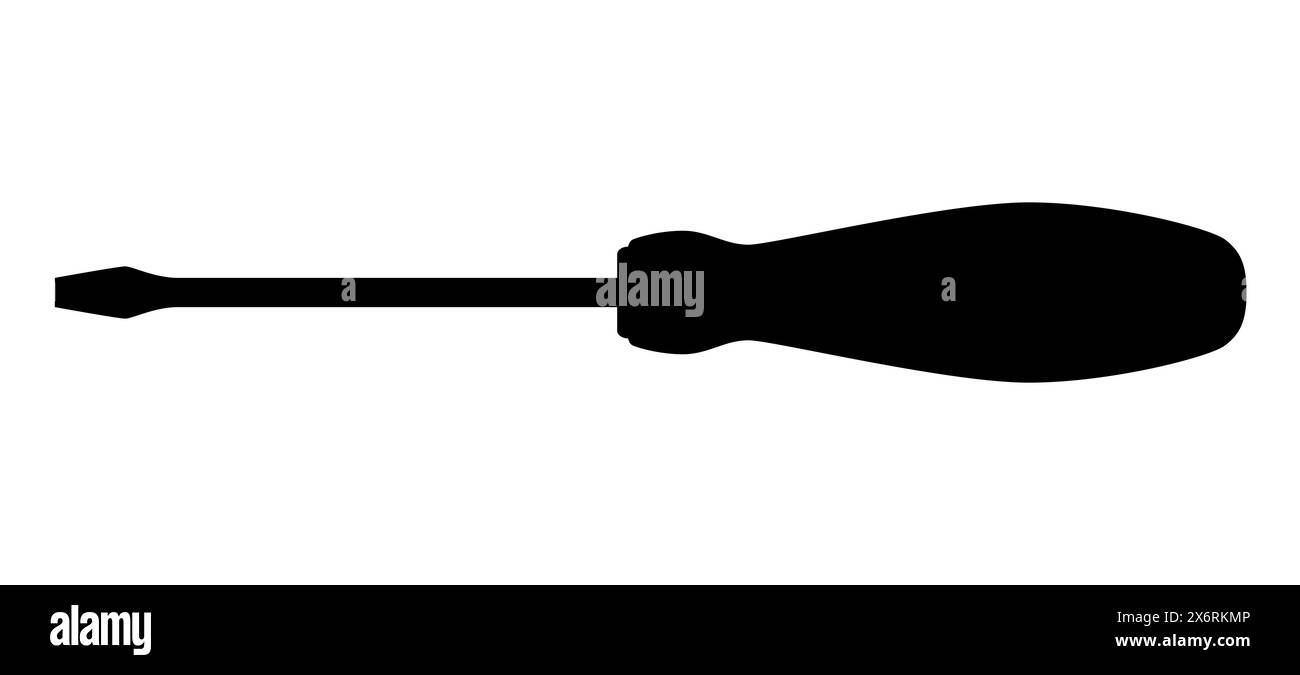 screwdriver silhouette shape, black and white vector illustration of ...