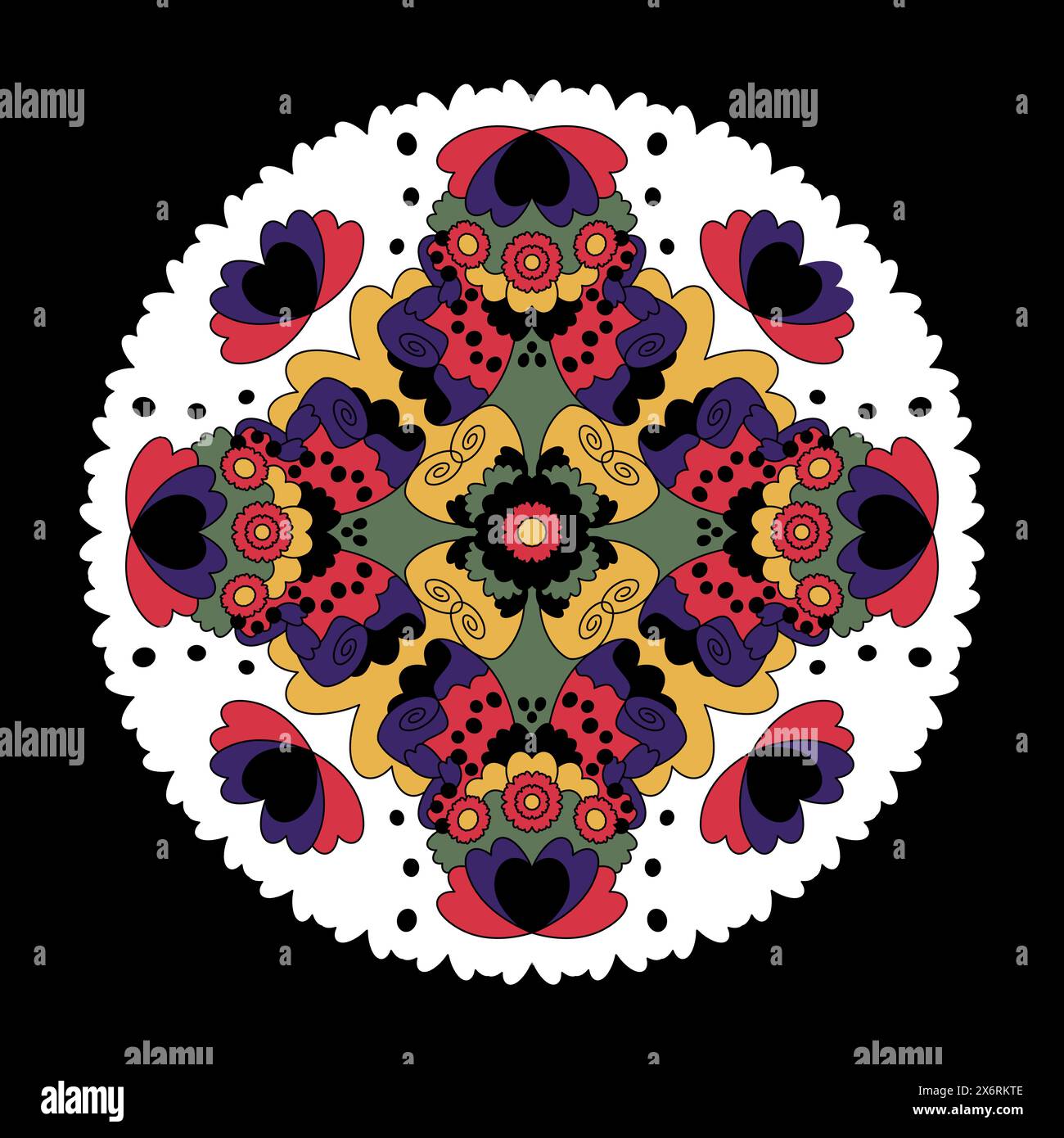 Pattern Mandala with hearts and flowers. Pretty colors Stock Vector ...