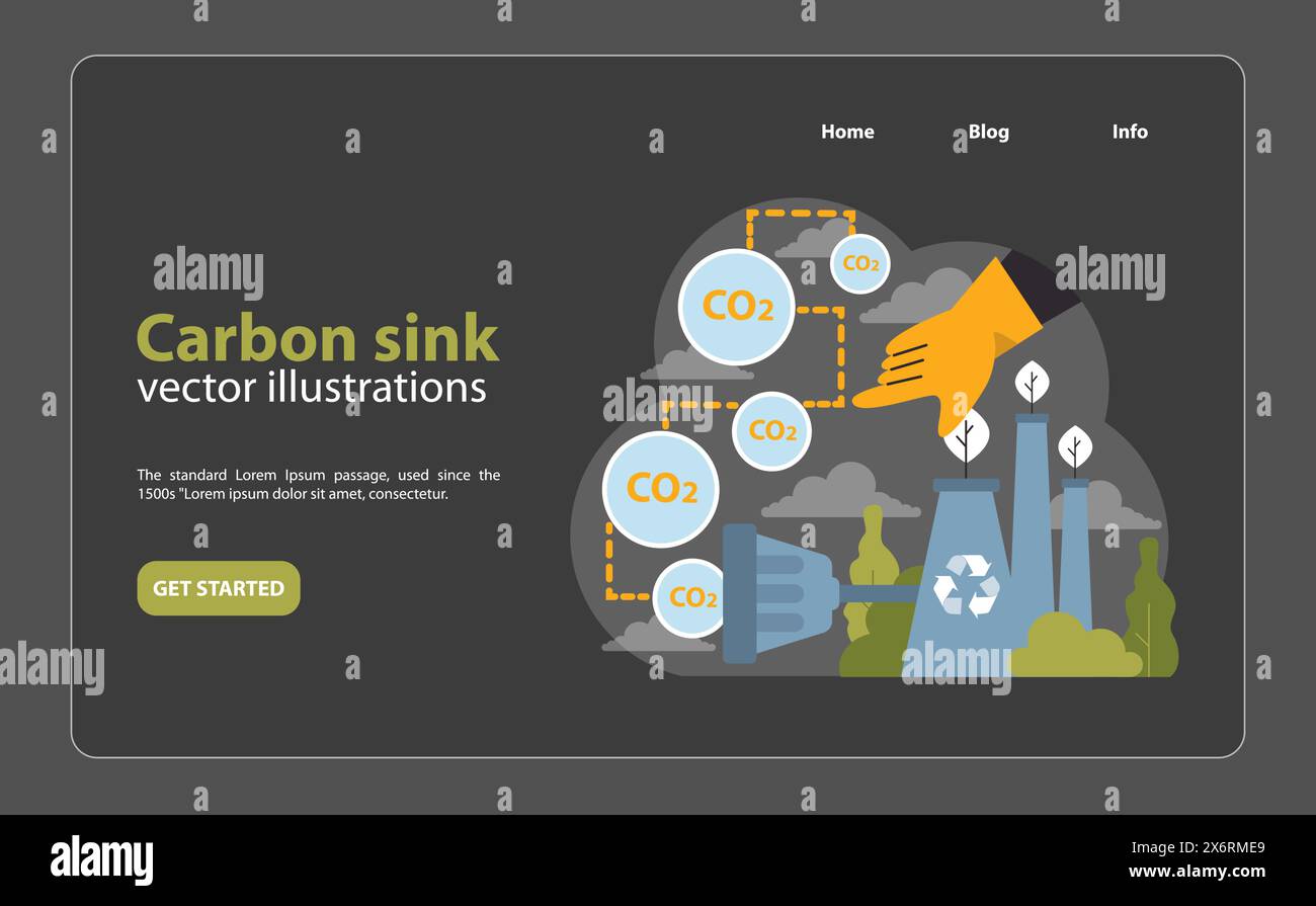 Guiding hand directs CO2 emissions towards carbon sinks, symbolizing ...