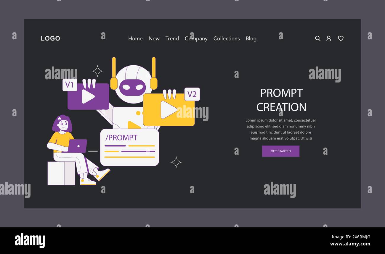 AI for Video Creation concept. A user interacts with a friendly robot ...