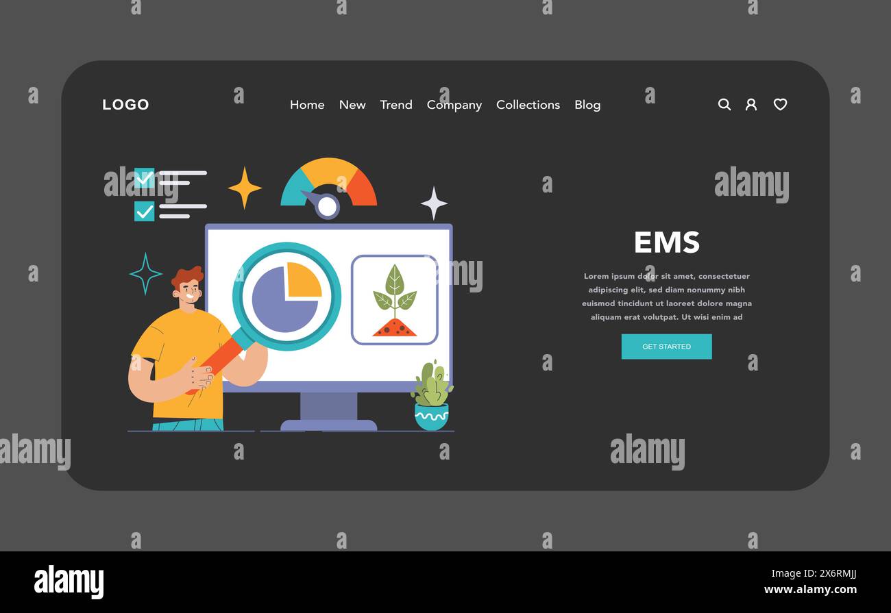 EMS dark or night mode web, landing. Expert analyzes environmental ... EMS dark or night mode web, landing. Expert analyzes environmental ...
