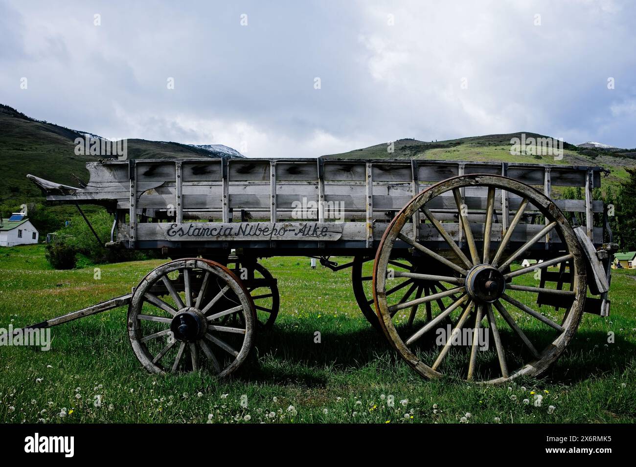 Traditional wooden carts as used on the Estancia Nibepo Aike in the Los ...