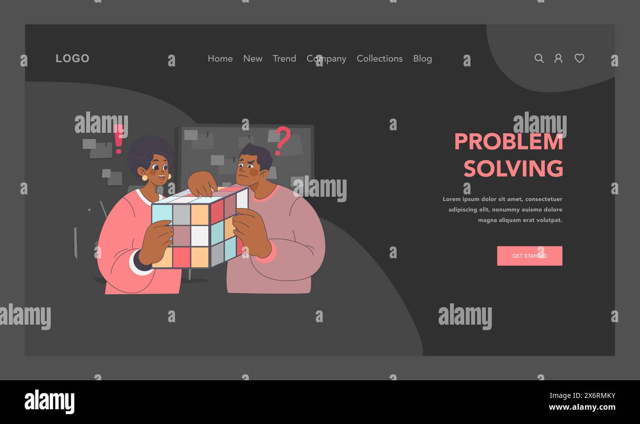 Collaborative problem-solving concept. Man and woman solving rubik cube ...