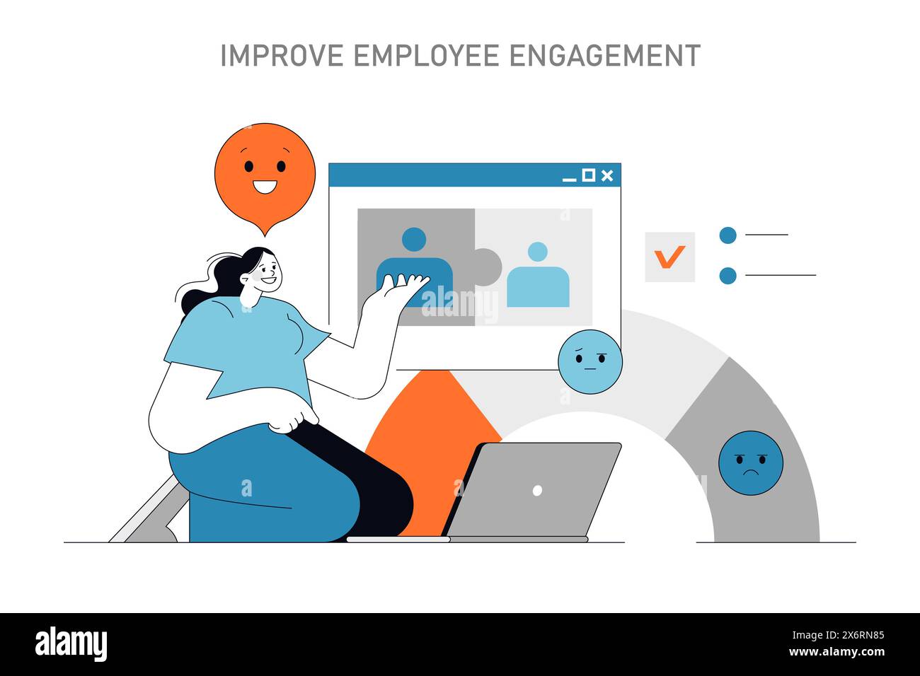 Improve Employee Engagement concept HR professional engaging with ...