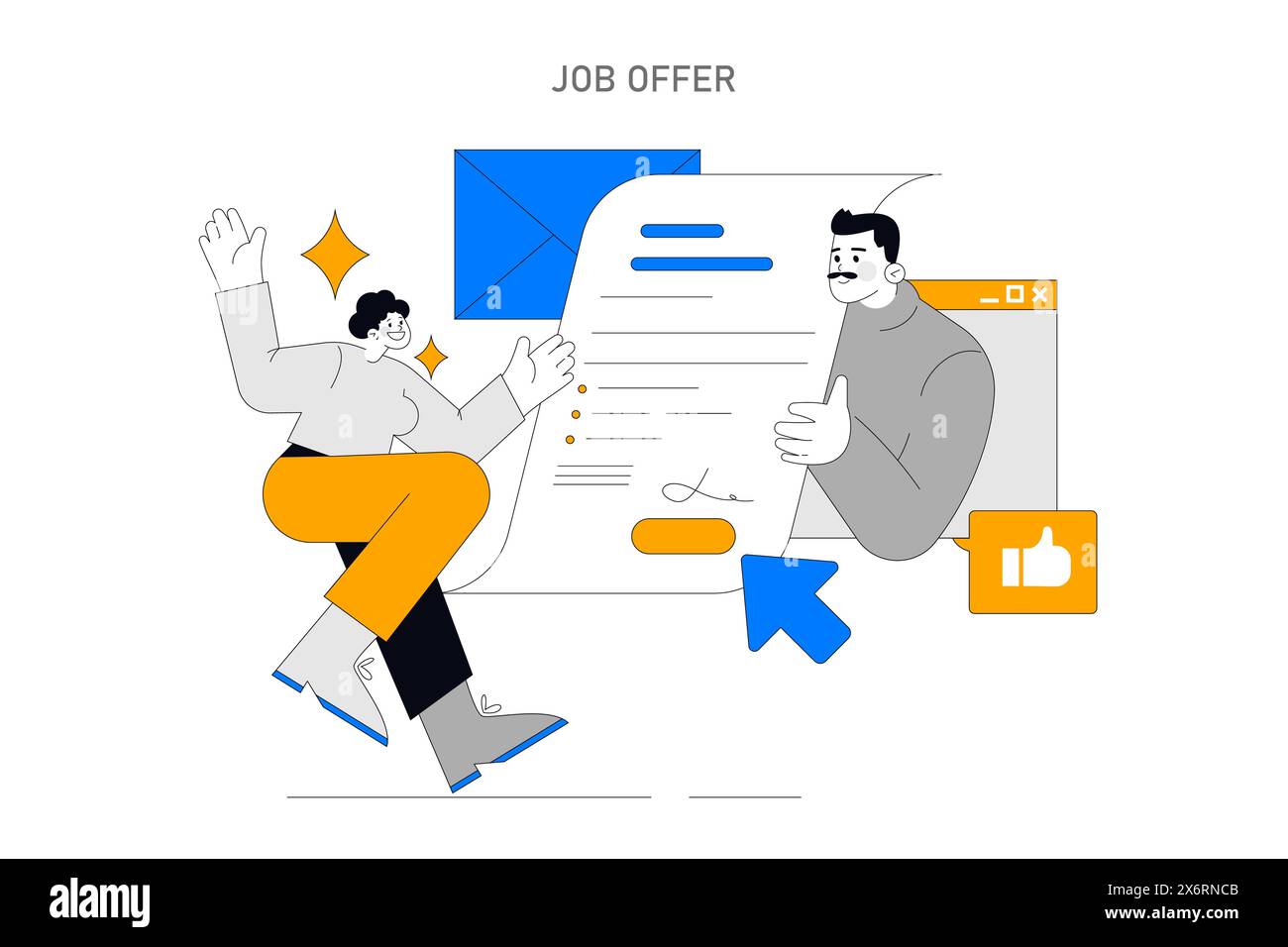 Recruiting candidates concept. Joyful applicant receiving a job offer ...