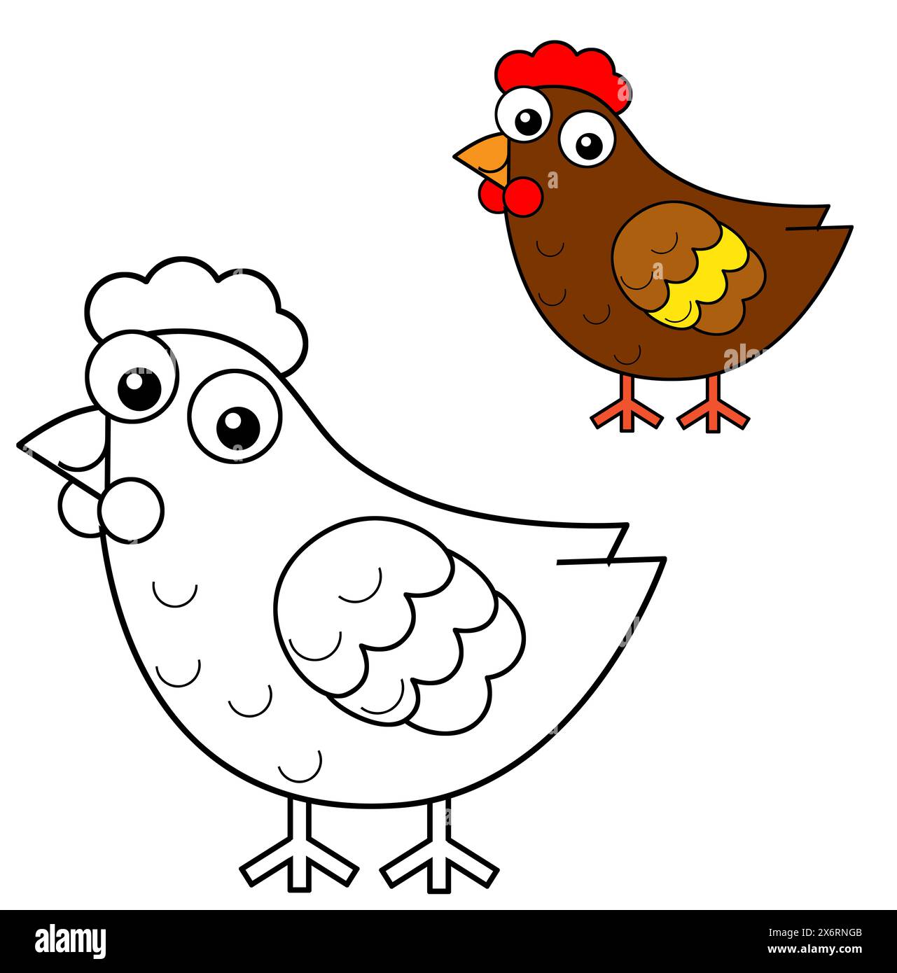 Cartoon happy farm animal cheerful hen chicken bird running isolated ...