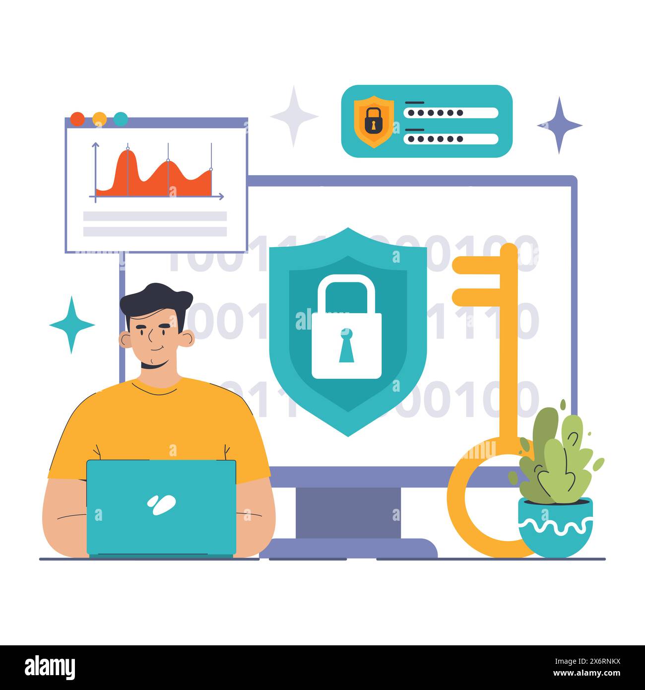 Data encryption. Personal information, internet access or database protection. Cyber security ...