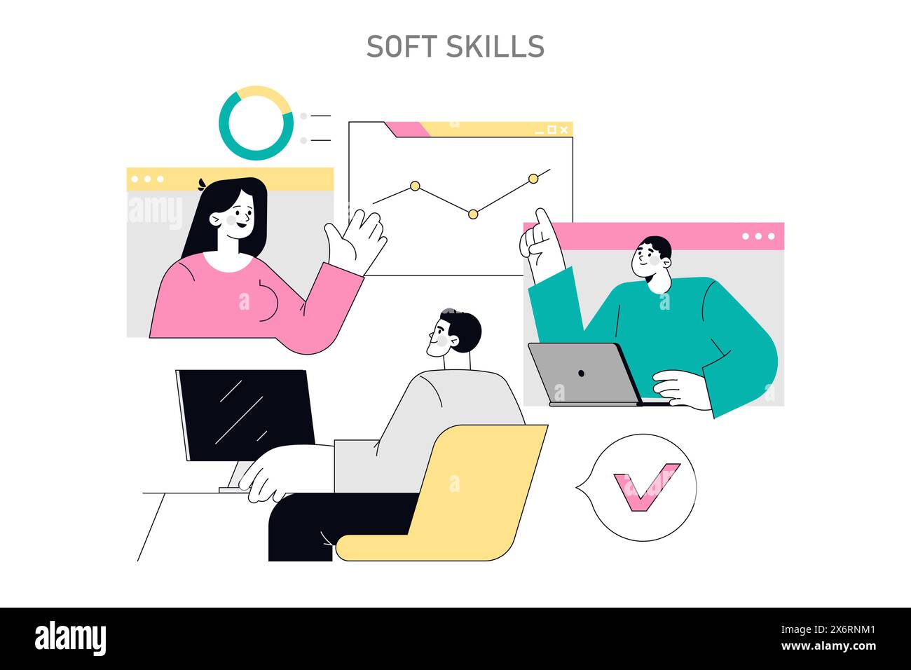 Soft Skills concept. Teamwork and effective communication in a ...