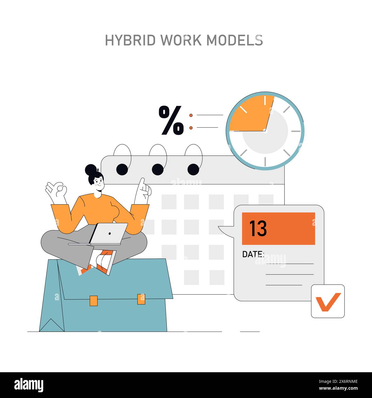 Hybrid Work Models Concept Efficient Time Management With Flexible Scheduling In A Digitalized