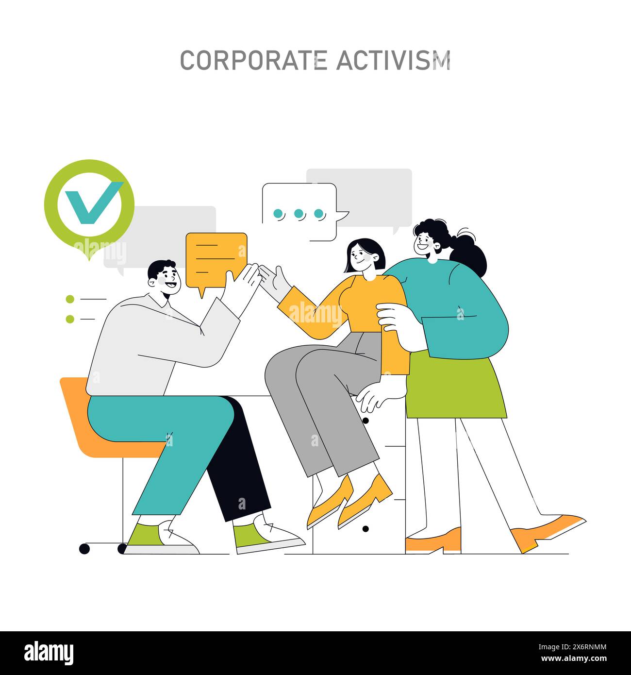 Corporate Activism concept Team collaboration for social responsibility ...