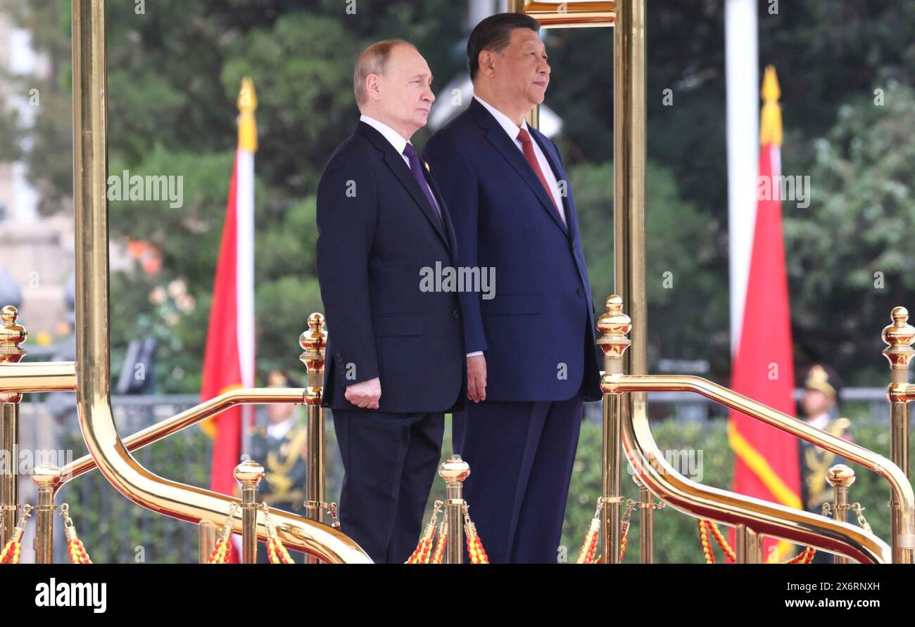 Beijing, China. 16th May, 2024. Russian President Vladimir Putin, left ...