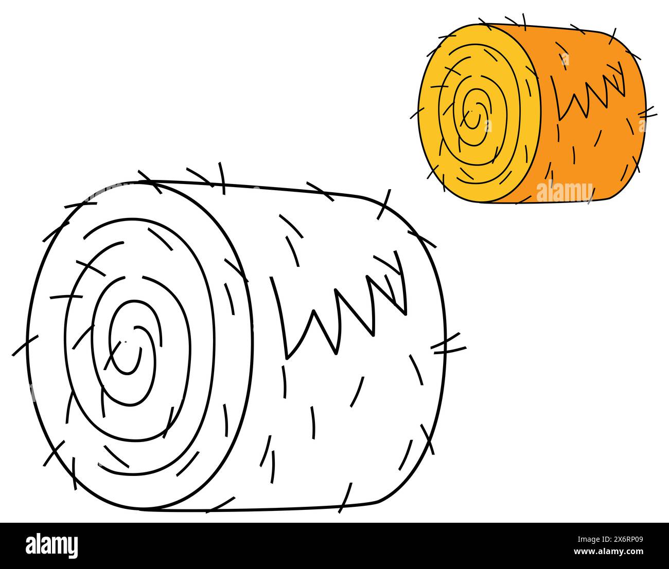 Cartoon scene with farm stack or roll of hay nature harvest agriculture ...