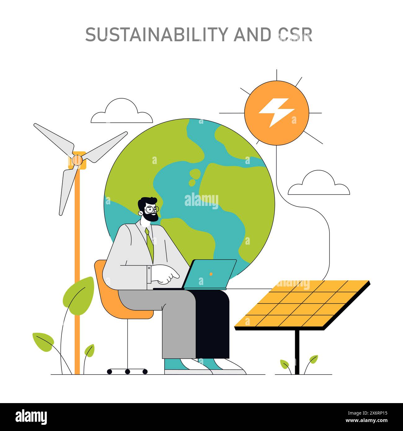 Sustainability and CSR concept A professional working with renewable ...
