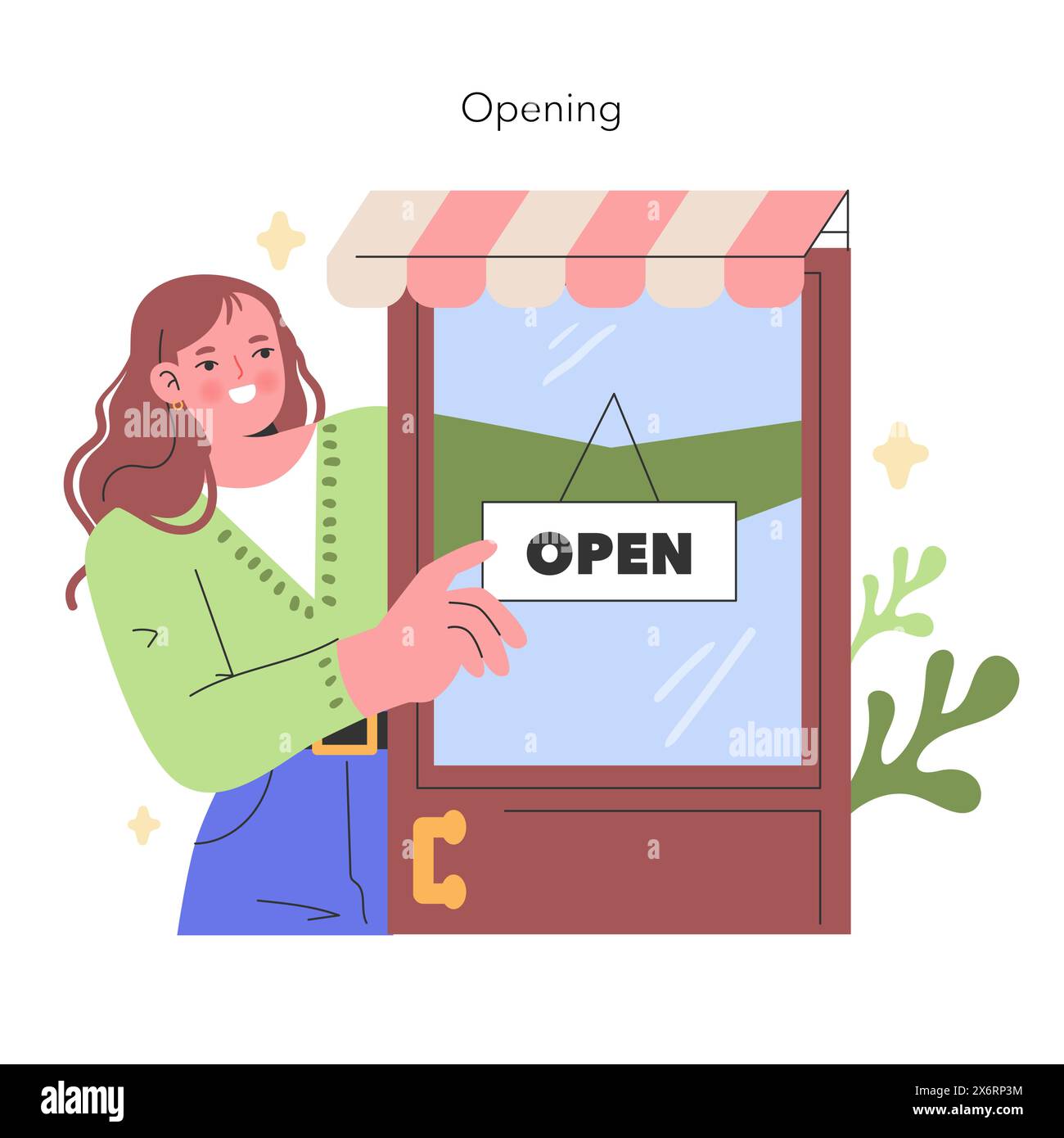Grand Opening Joy A proud shop owner flips the open sign, ready to ...