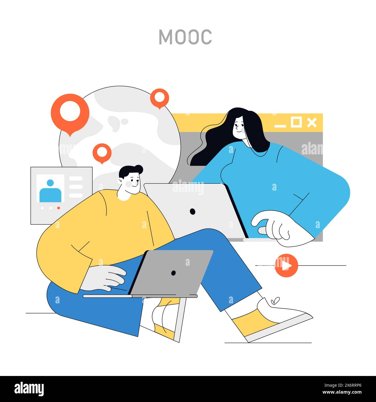 MOOC concept. Expansive online courses connecting learners worldwide ...