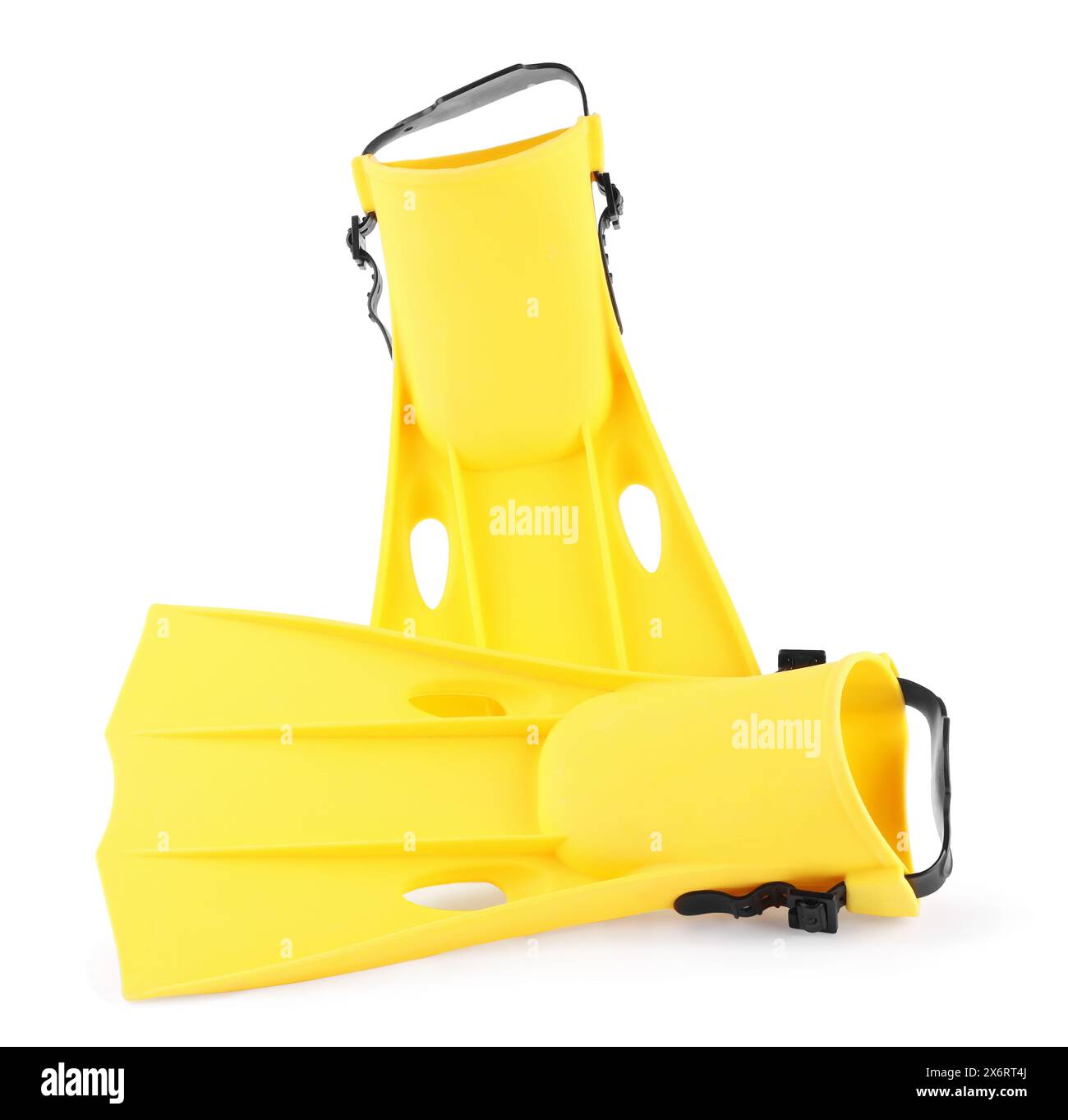 Yellow flippers isolated on white. Sports equipment Stock Photo - Alamy