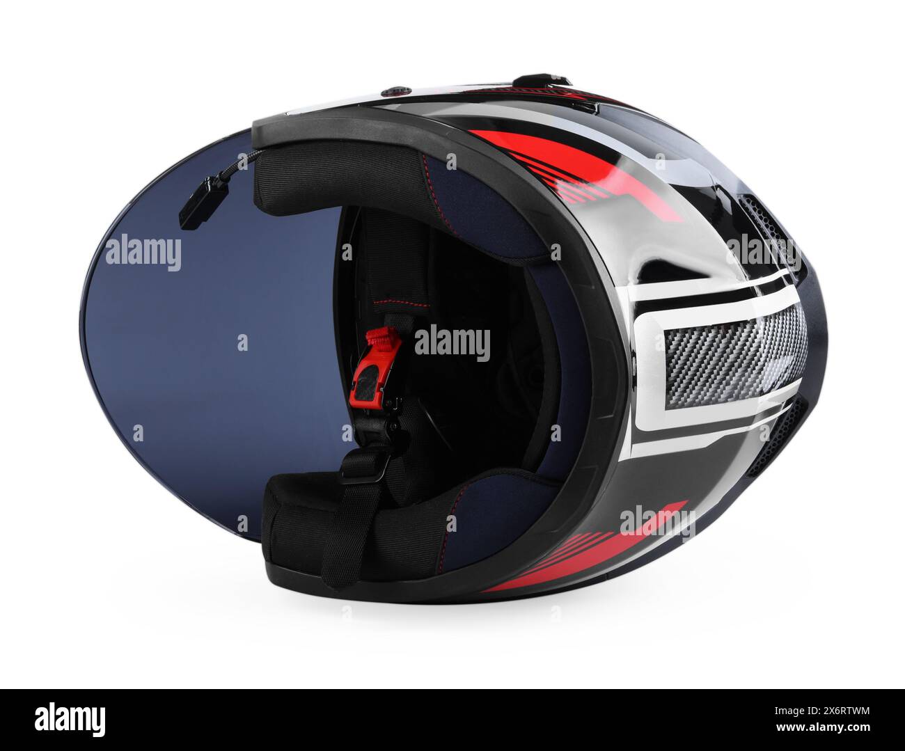 Modern motorcycle helmet with visor isolated on white Stock Photo - Alamy