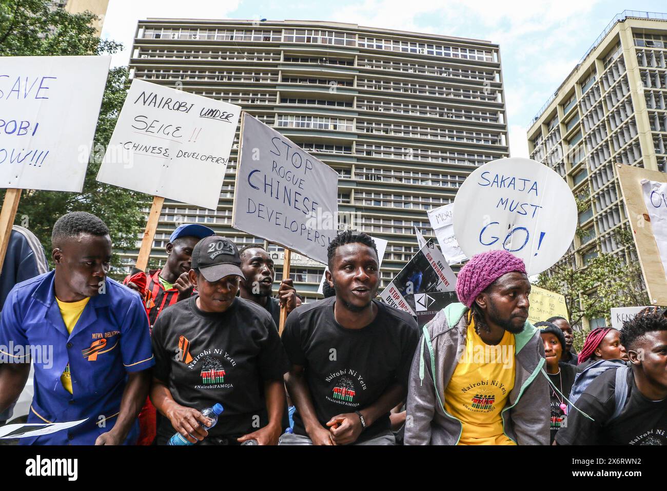 Nairobi, Kenya. 16th May, 2024. Residents of Nairobi hold placards and ...