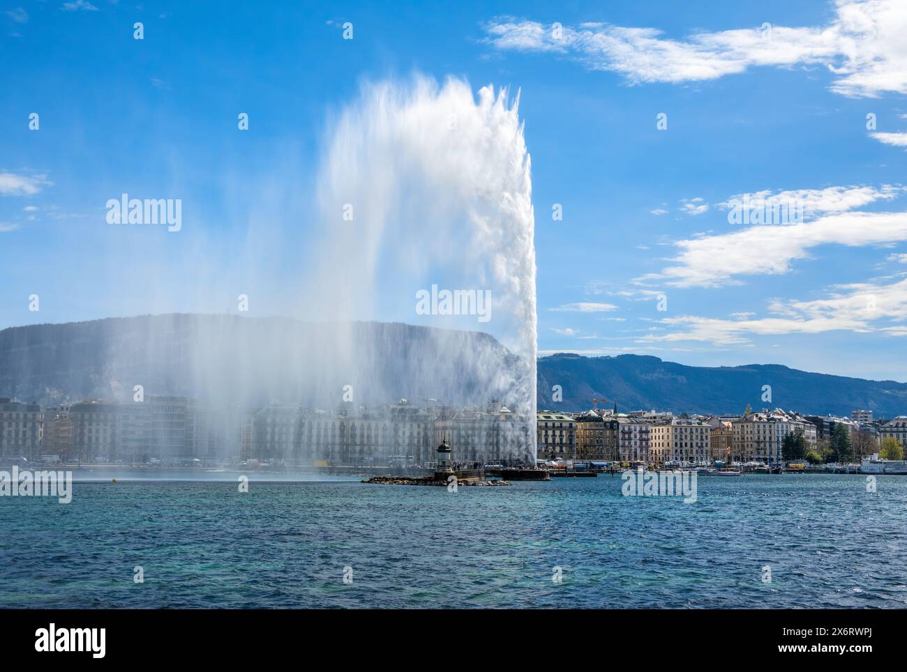Water jet of Geneva, Switzerland, is a large fountain and one of the ...
