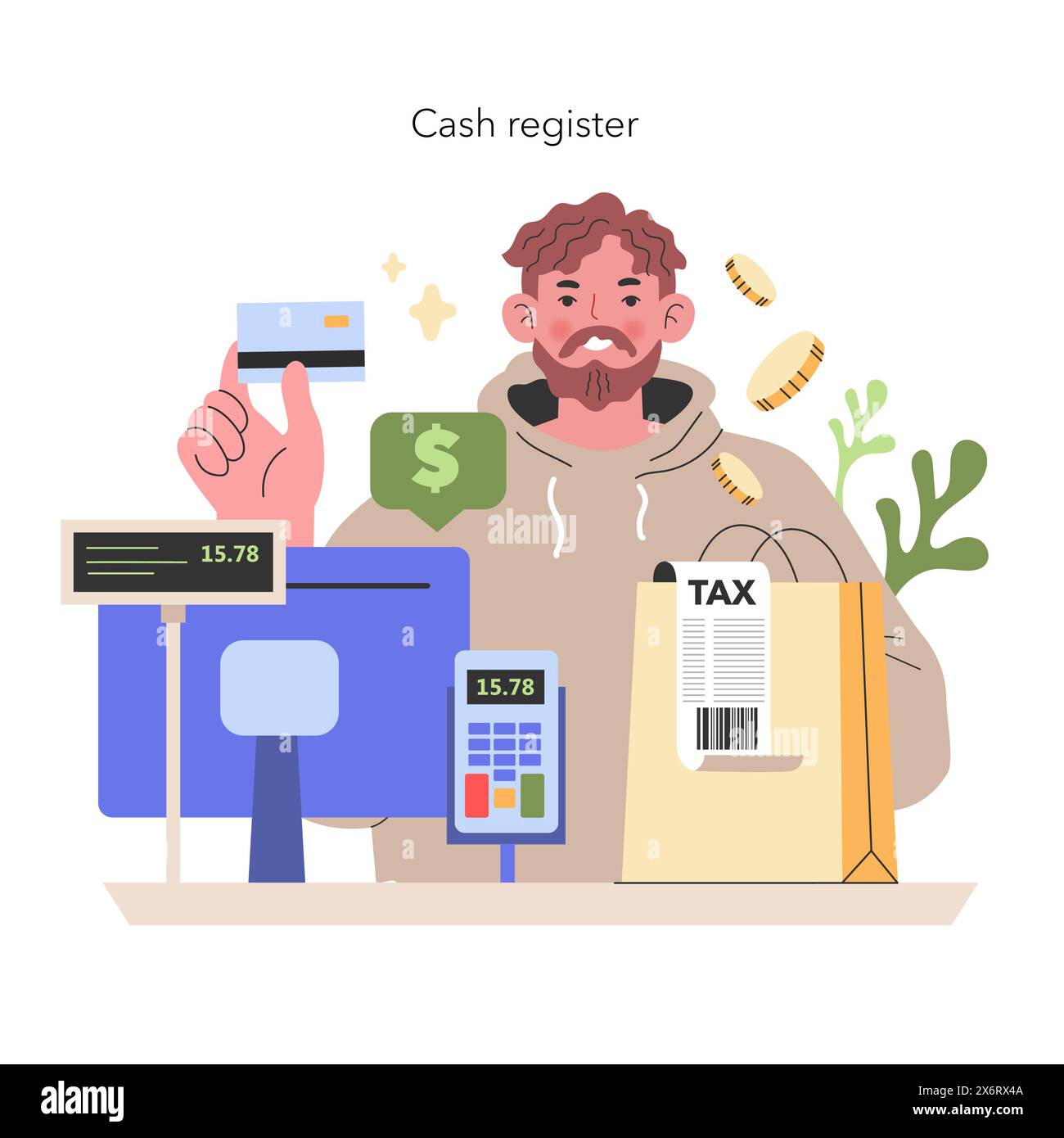 Small Business Transaction A customer at a cash register makes a ...