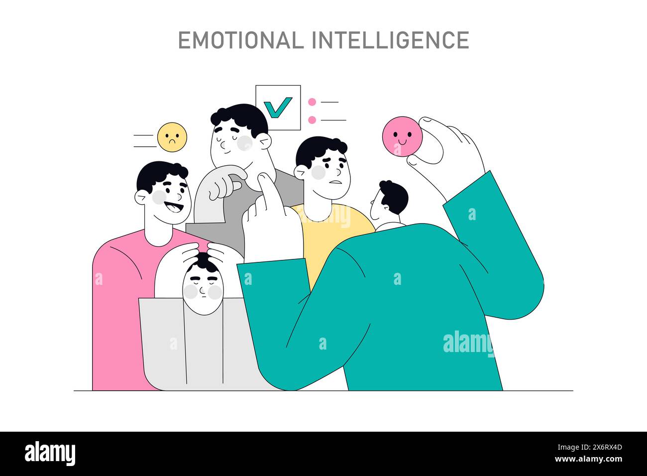 Emotional Intelligence concept. Individuals showcasing a variety of ...
