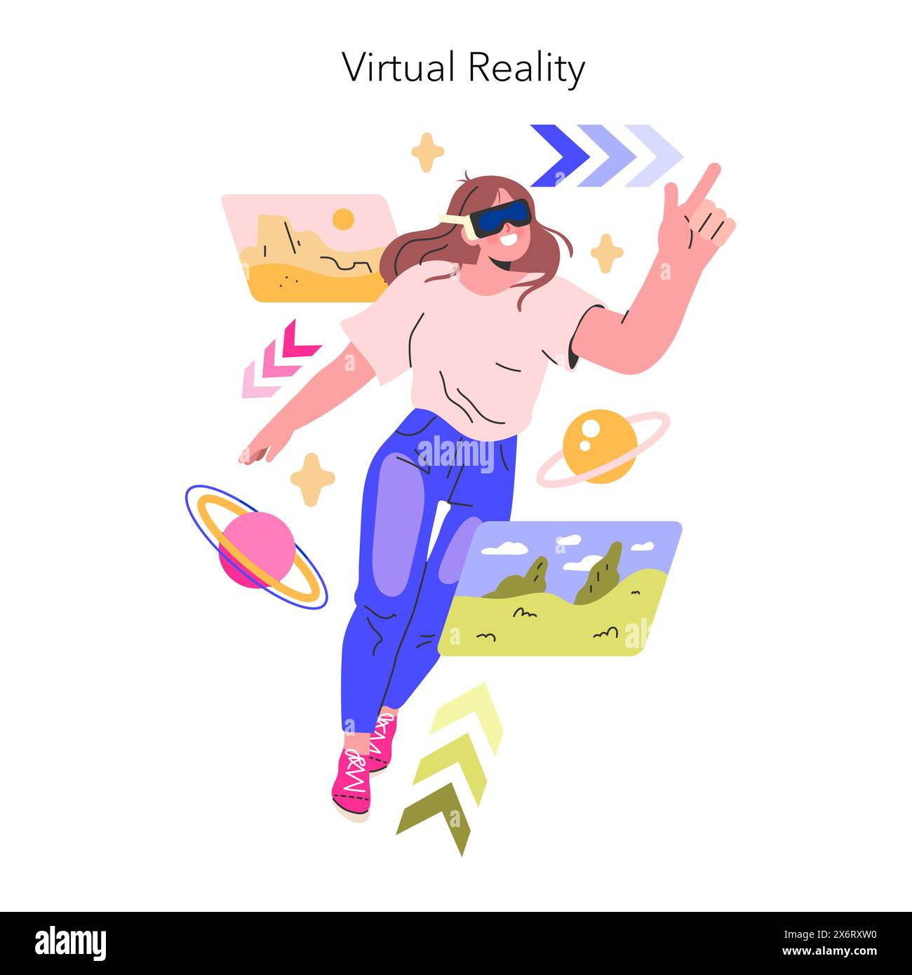 Virtual Reality experience An enthusiast explores digital landscapes ...