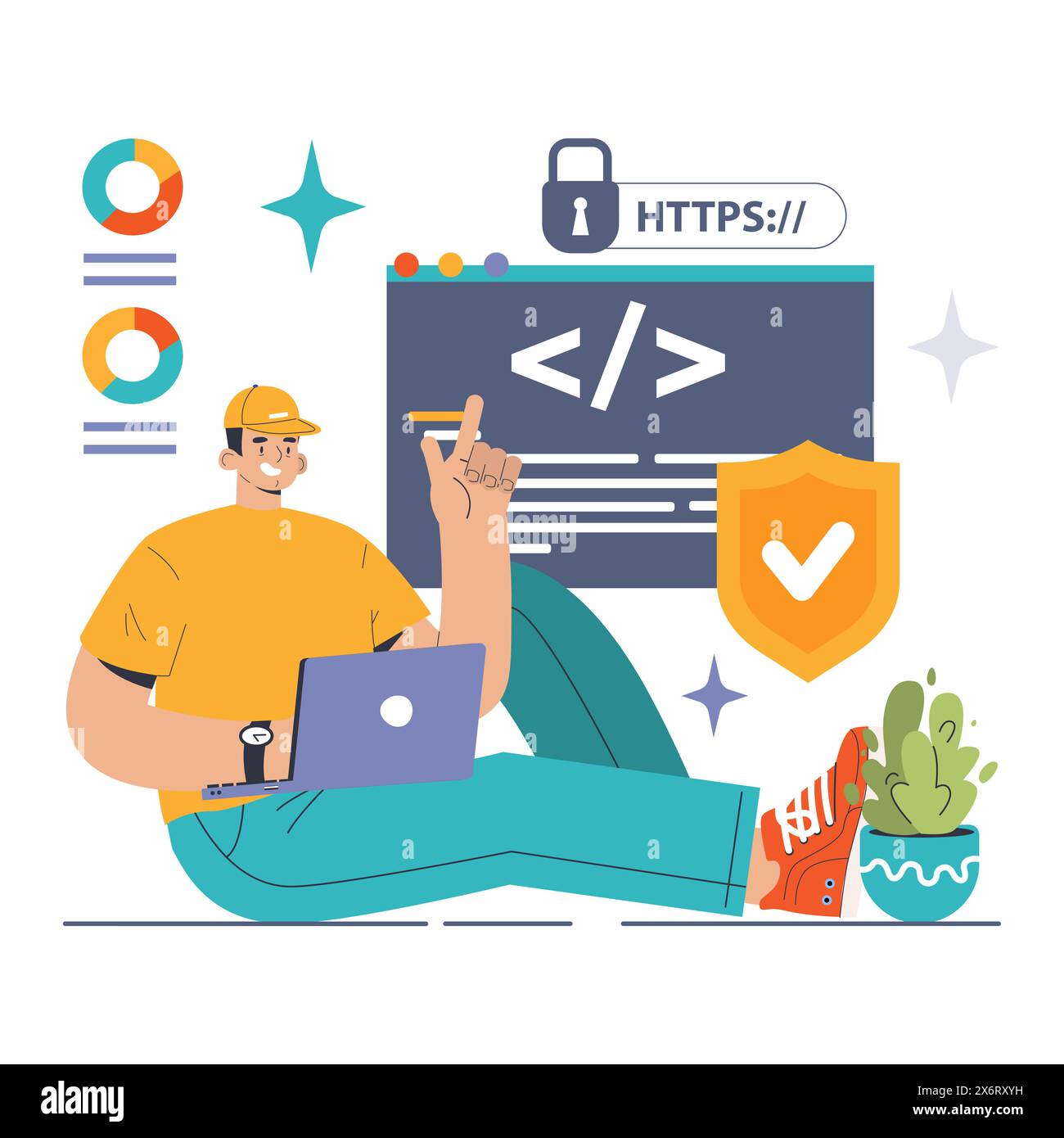 Data encryption. Personal information, internet access or database protection. Cyber security ...