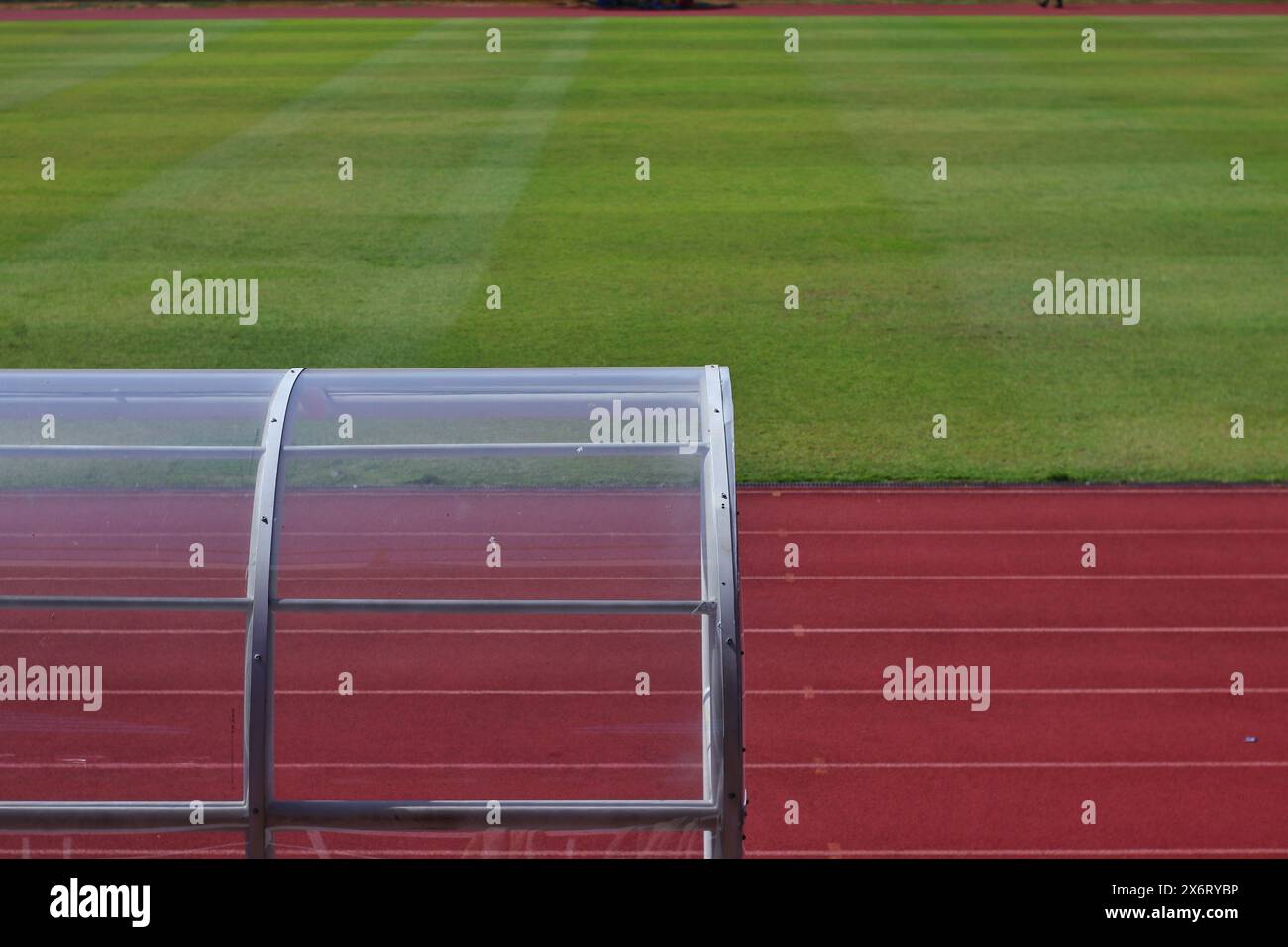 players bench at the edge of the football field Stock Photo - Alamy