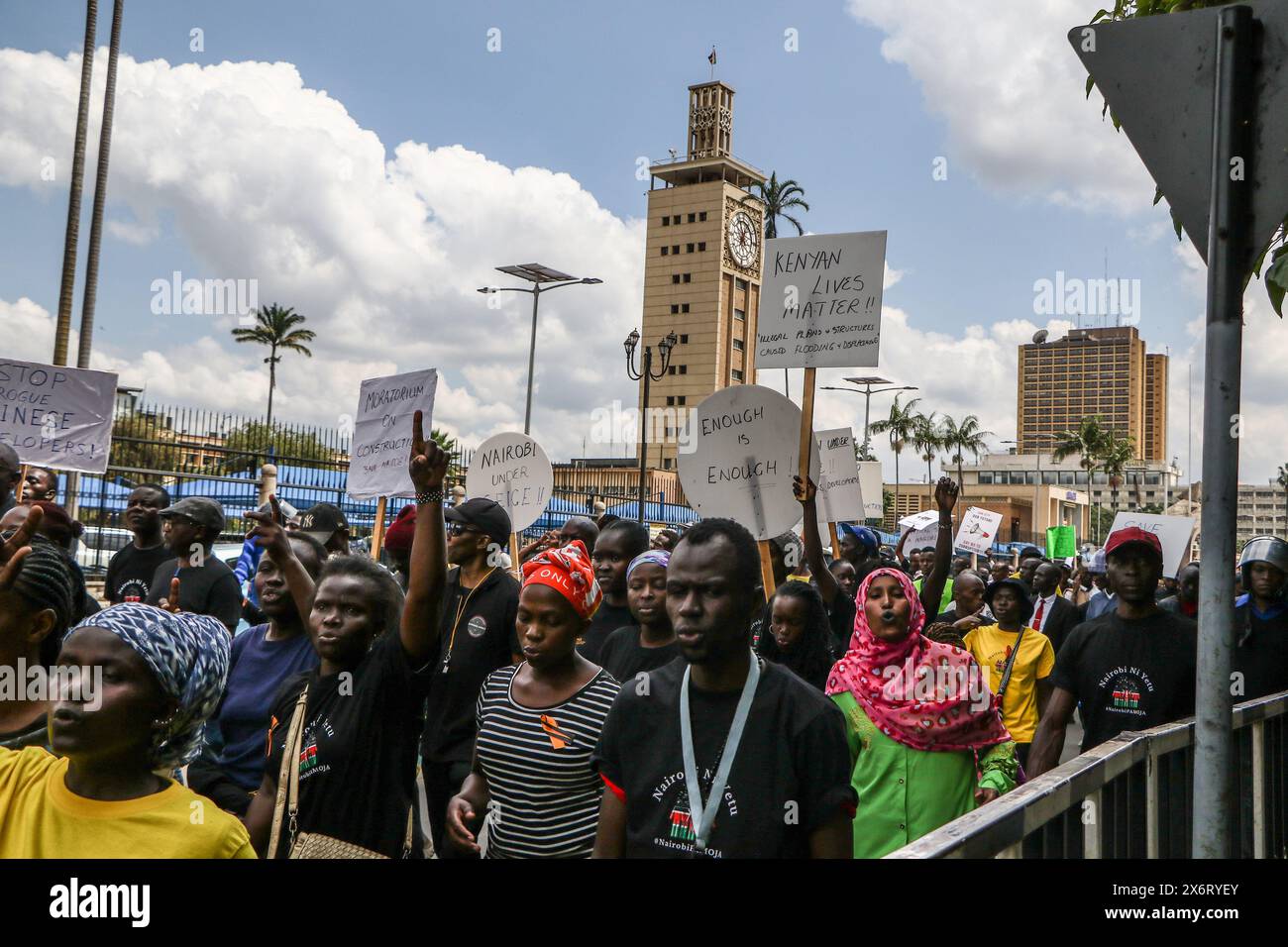 Nairobi, Kenya. 16th May, 2024. Residents of Nairobi hold placards and ...