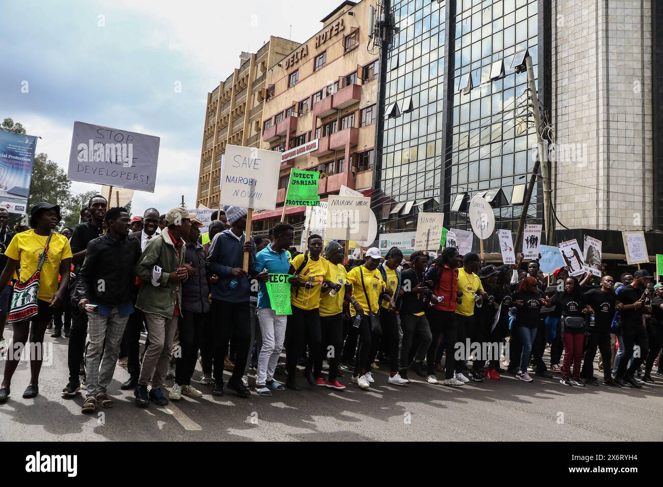Nairobi, Kenya. 16th May, 2024. Residents of Nairobi hold placards and ...