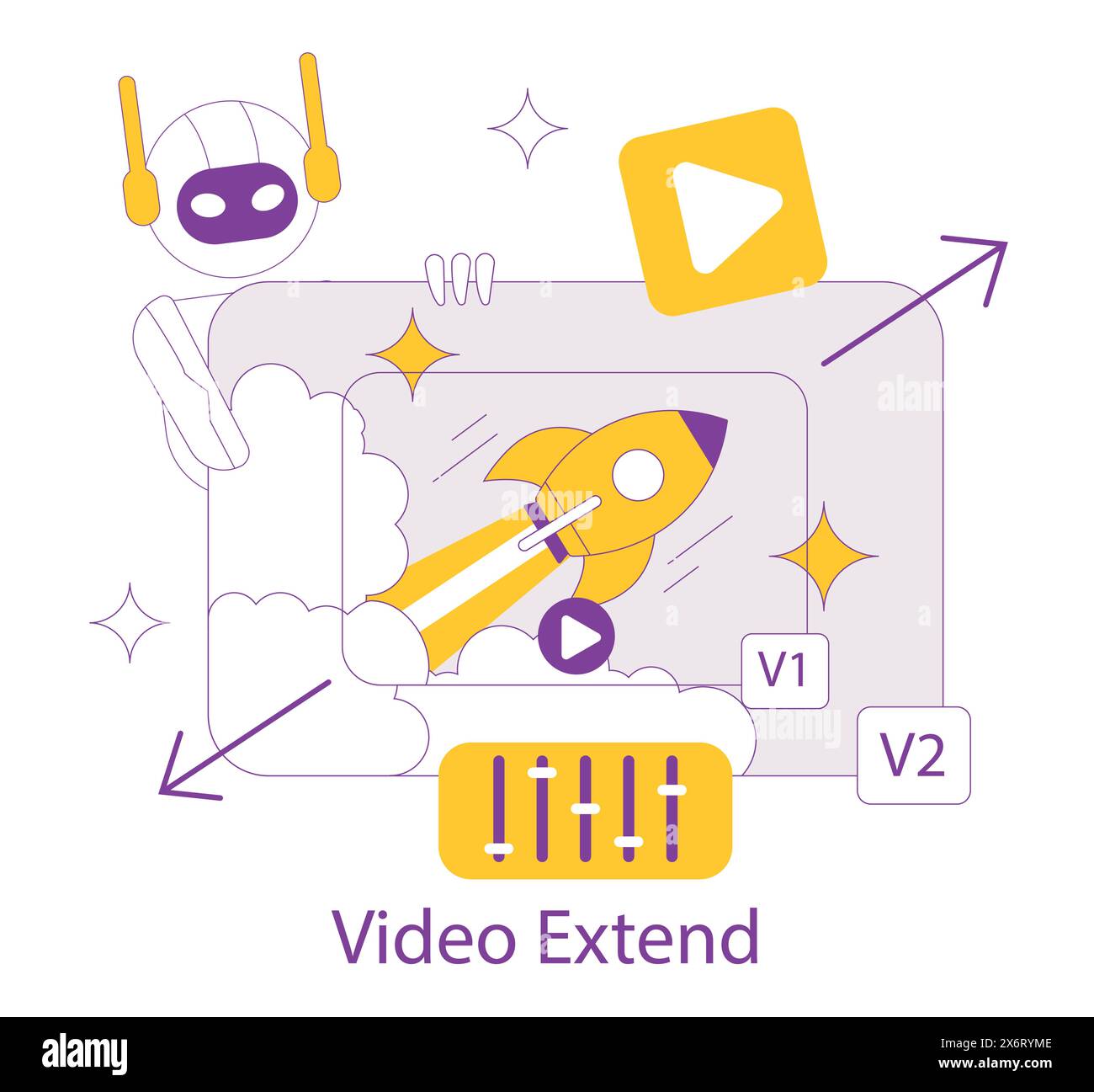 AI for Video Creation concept. An illustration featuring a robot with ...