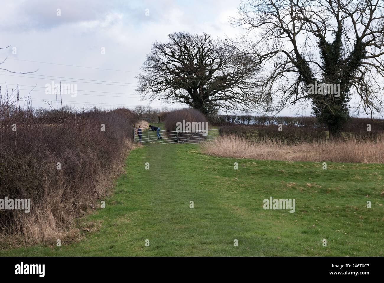 Waterlogged soil after continual heavy rain bars easy access across a ...