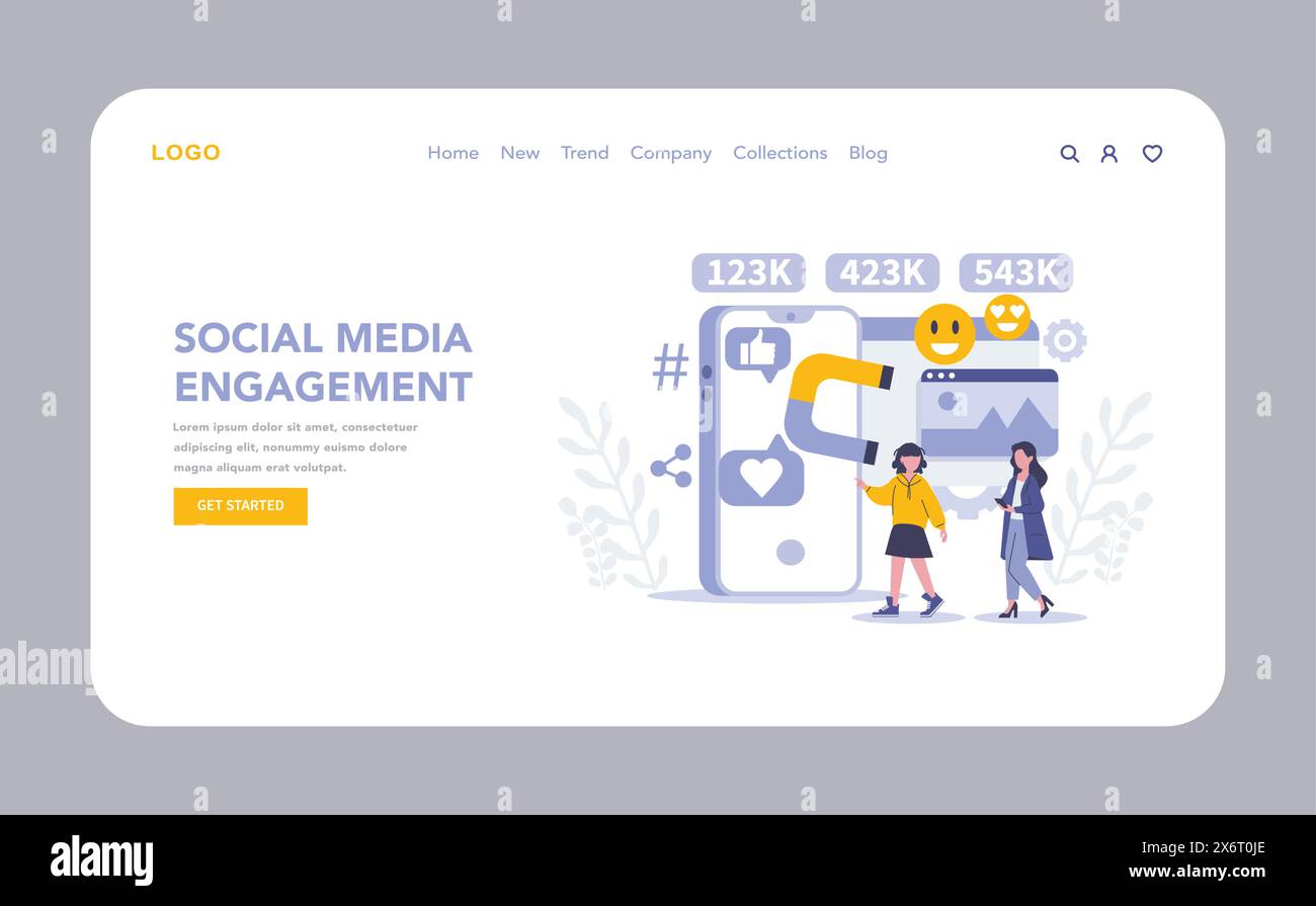 Social Media Engagement concept. Vivid portrayal of digital interaction with likes and shares ...