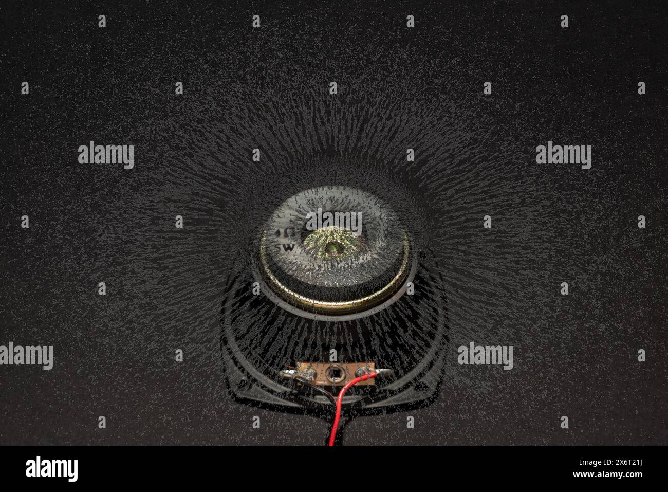 Magnetic fields around a loudspeaker used with electricity to generate ...