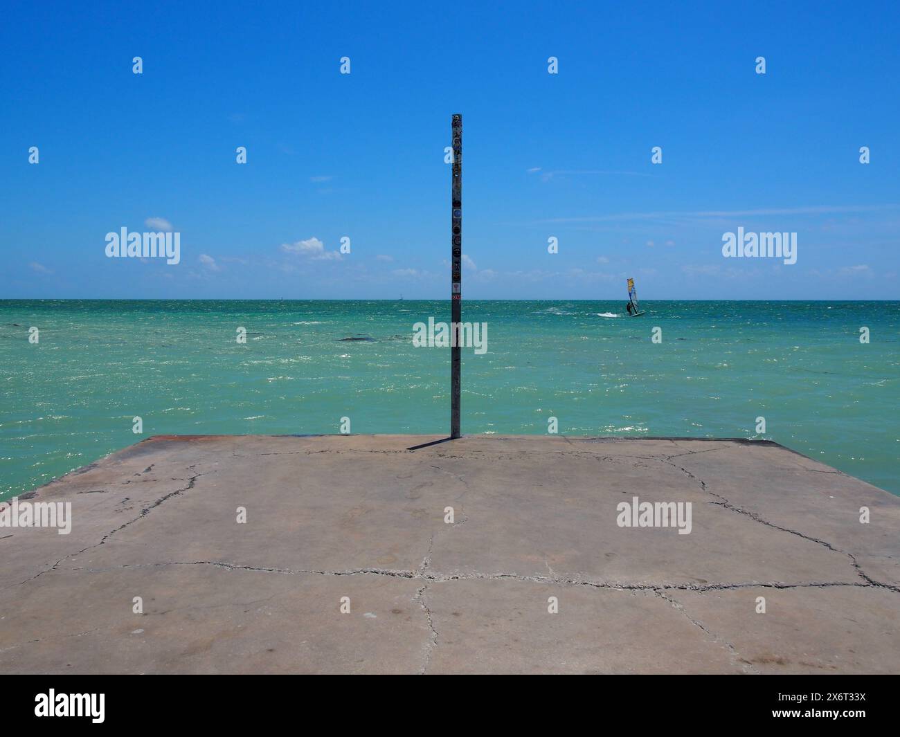 Pier overlooking the Straits of Florida, Key West, Florida, USA, April ...