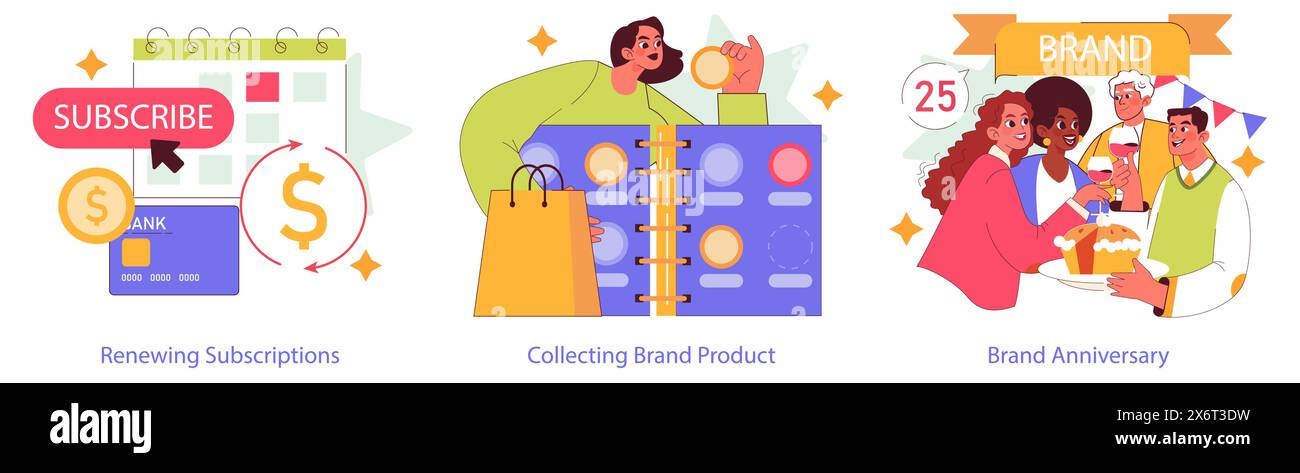 Brand Ritual set. Customer loyalty with subscription renewal, product ...