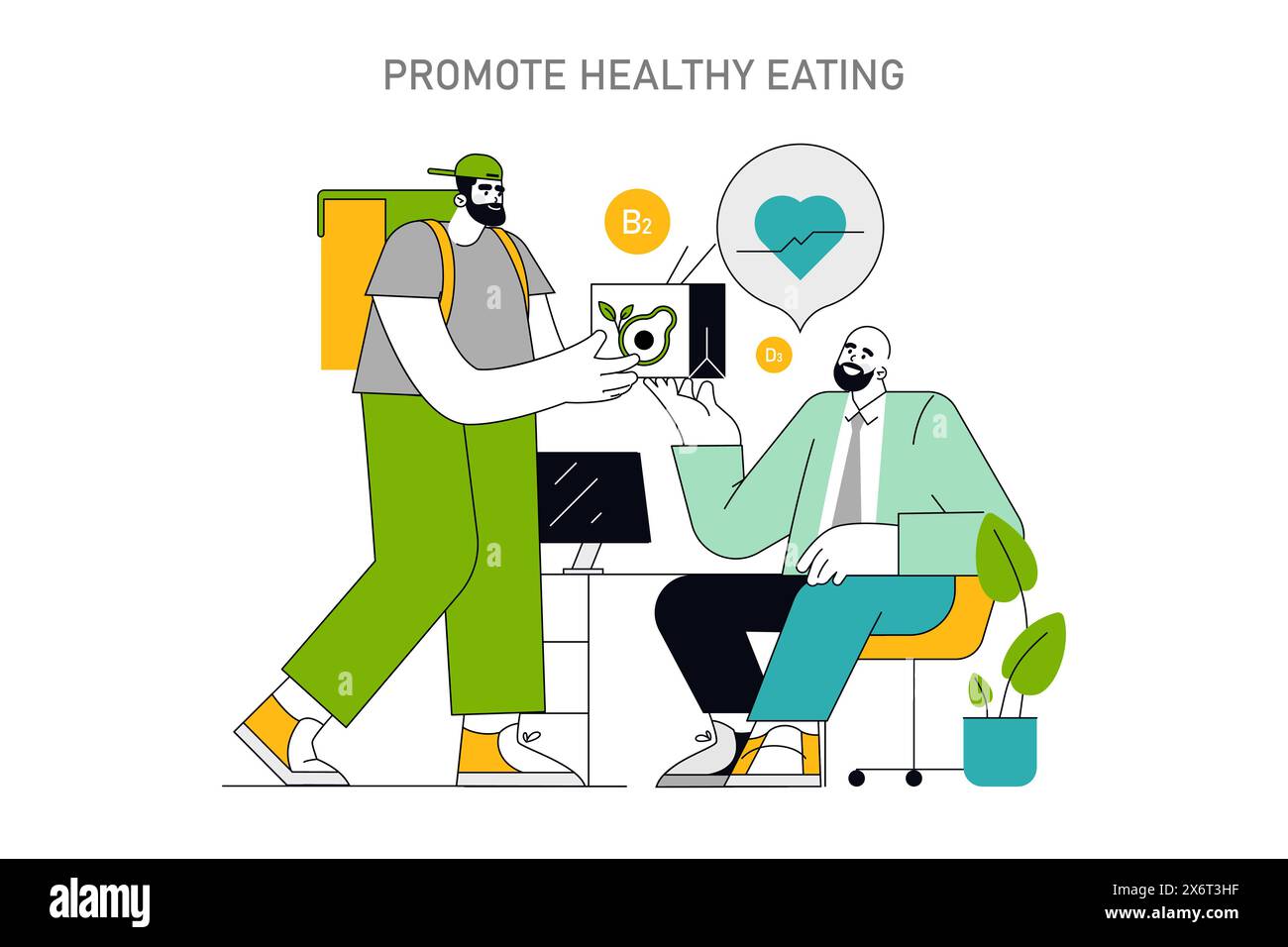 Employee Well-being concept. A vector illustration showing a health ...