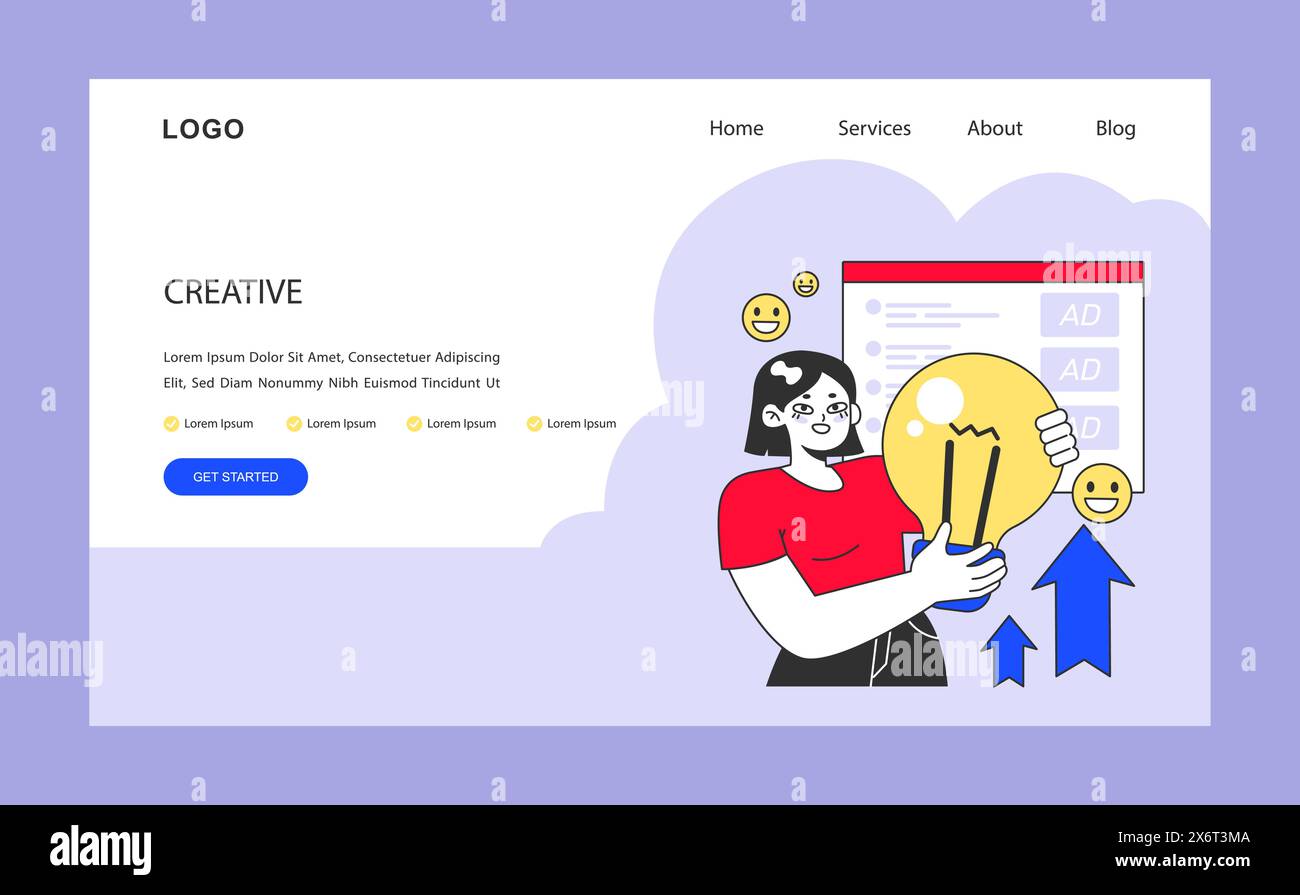 Creative process in advertising. Illustration of idea generation and ad ...