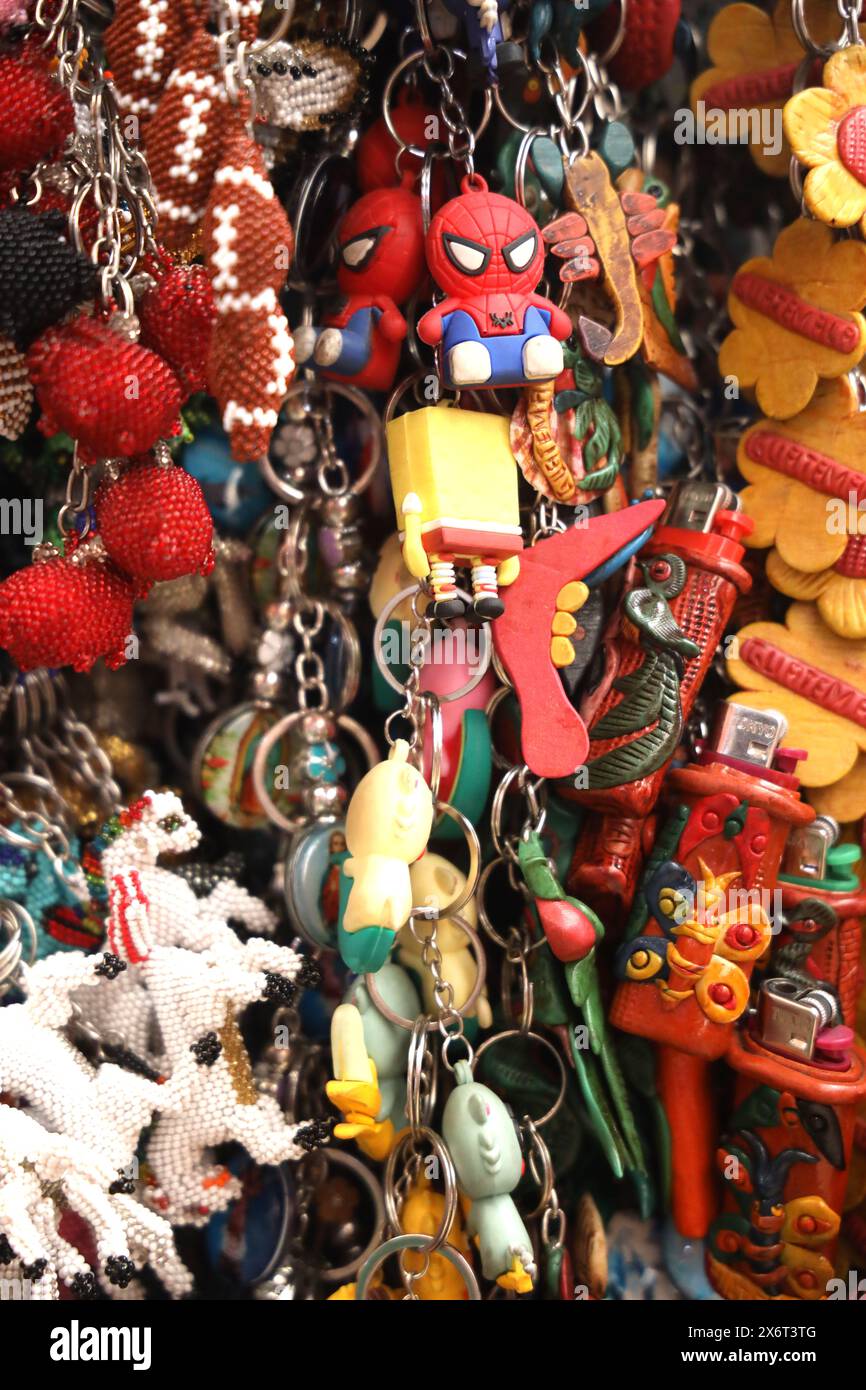 Abstract full frame of souvenirs, Antigua Municipal Market, Guatemala ...