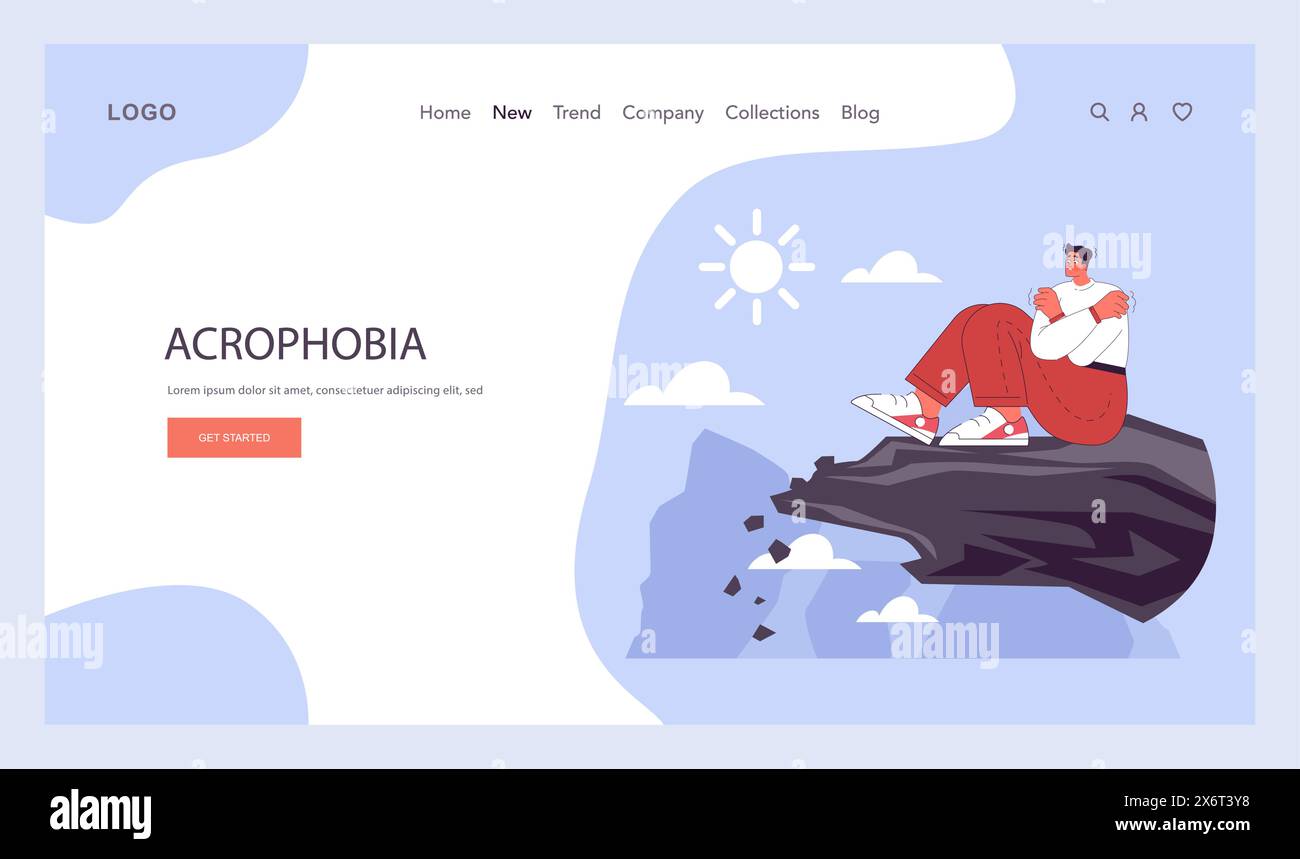 Phobia web banner or landing page. Human's irrational inner fears and ...