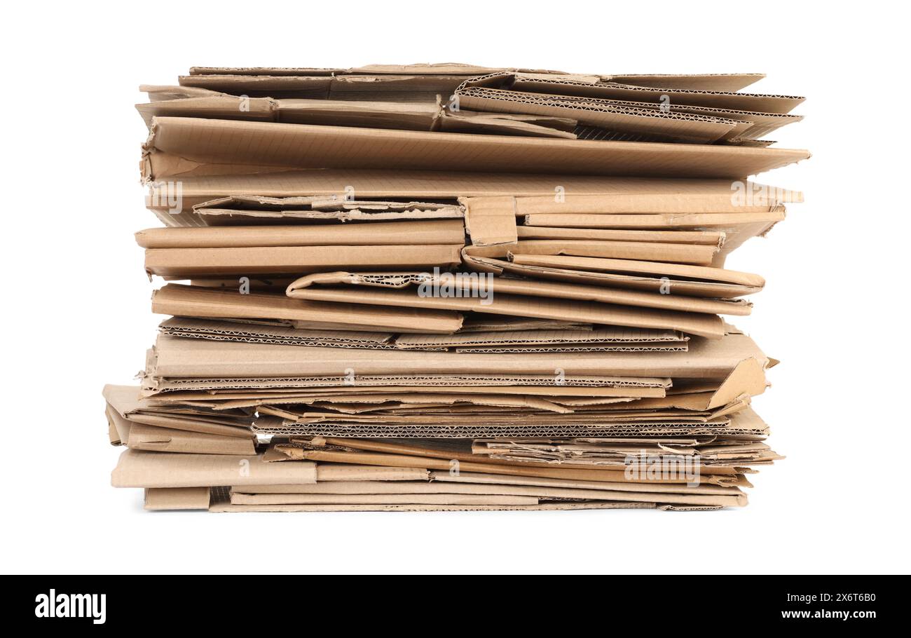 Stack of cardboard pieces isolated on white Stock Photo - Alamy