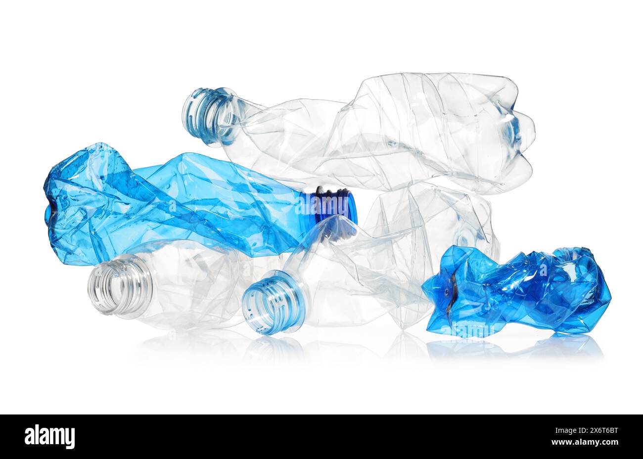 Crumpled disposable plastic bottles isolated on white Stock Photo - Alamy